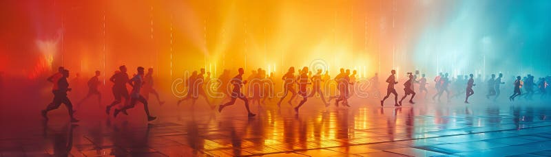 Runner Banner, People Running Poster, Marathon Concept Art. Running ...