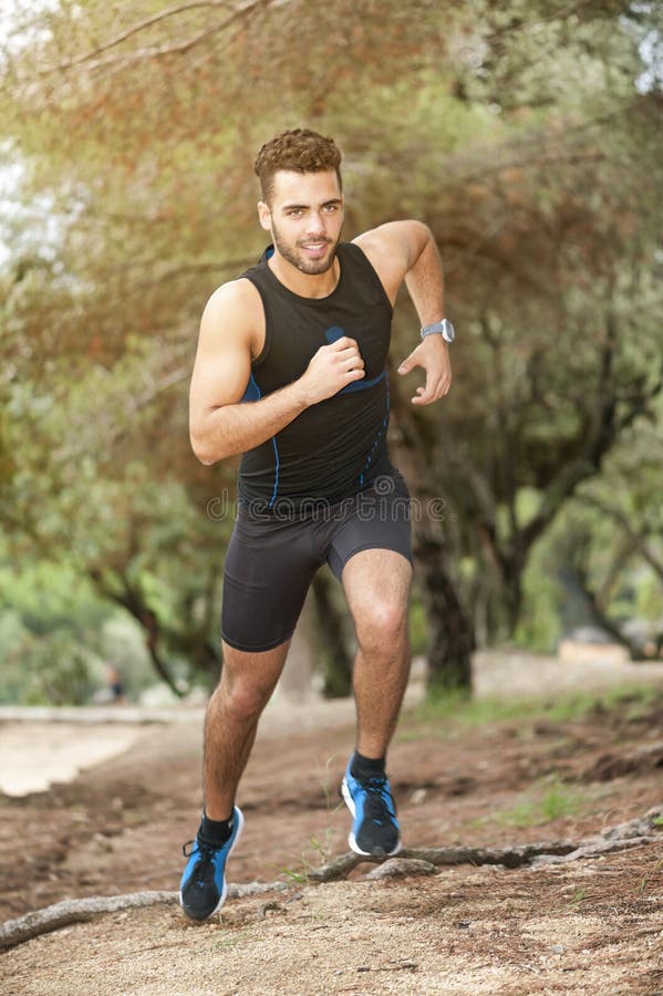 Runner boy in the forest stock image. Image of morning - 60423935
