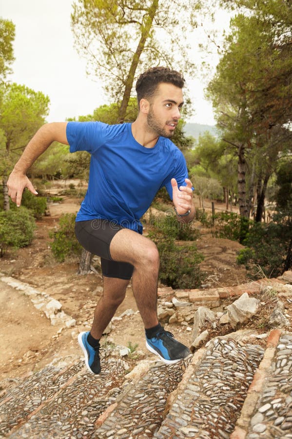 Runner boy in the forest stock photo. Image of mediterranean - 60432298