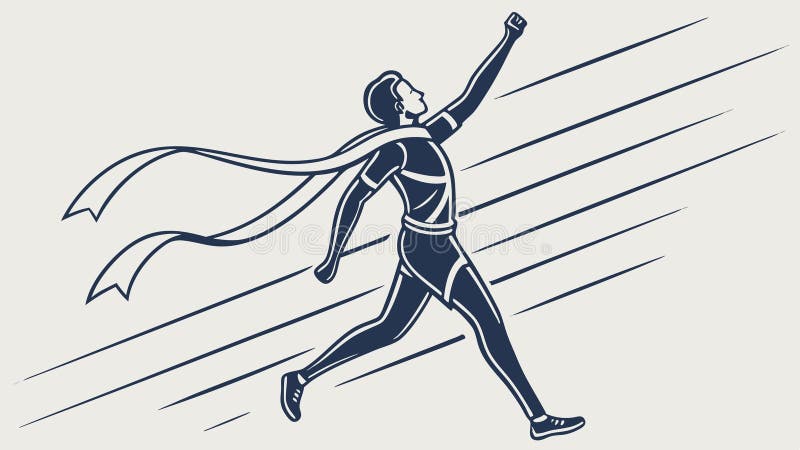 Runner Breaking Finish Line, Athletic Achievement Vector, Vector Design ...