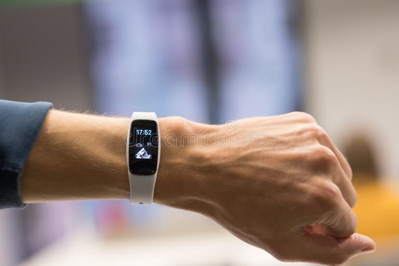 Runner Checking Progress on Smart Watch Stock Photo - Image of ...