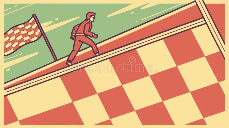 Runner Crossing Finish Line on Checkered Track, Vector Design ...
