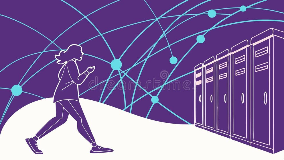 Runner with Data Lines, Fitness Tech and Motion Design Vector Design ...