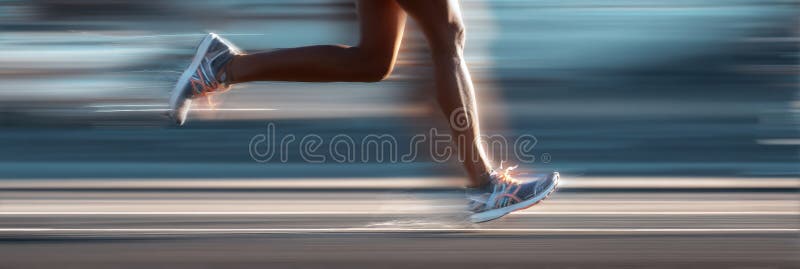 Runner in Motion Showcasing Defined Legs with a Blurred Background ...