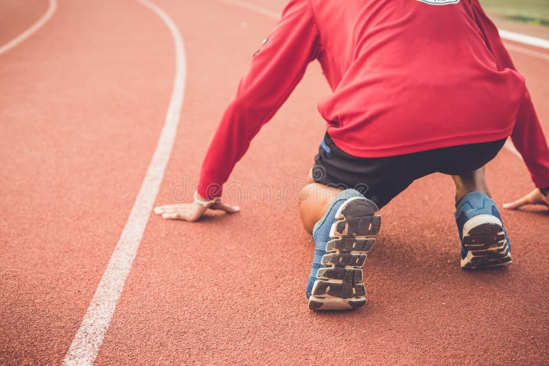 Runner Feet on Running Stadium Stock Image - Image of running, exercise ...