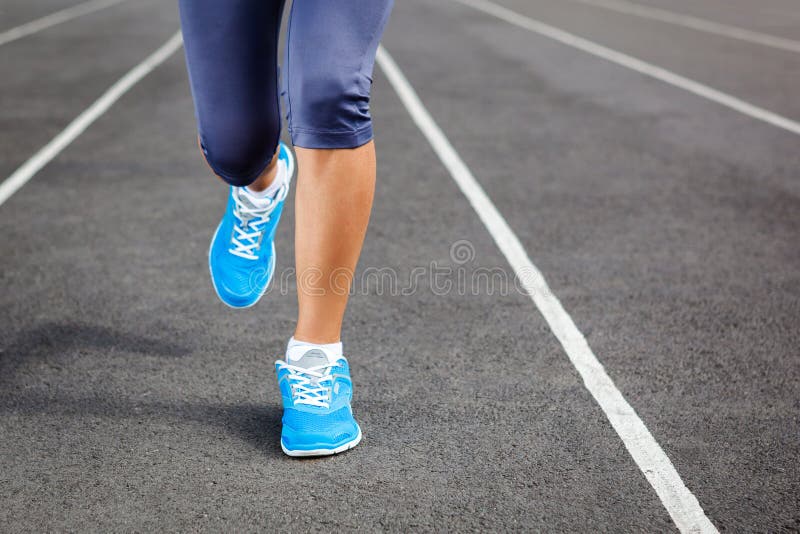 Runner Feet on Stadium Closeup. Stock Image - Image of outdoor, fitness ...