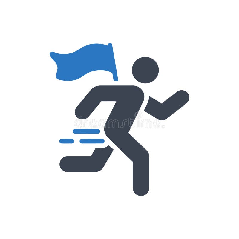 Runner with Flag Icon stock vector. Illustration of action - 375316644