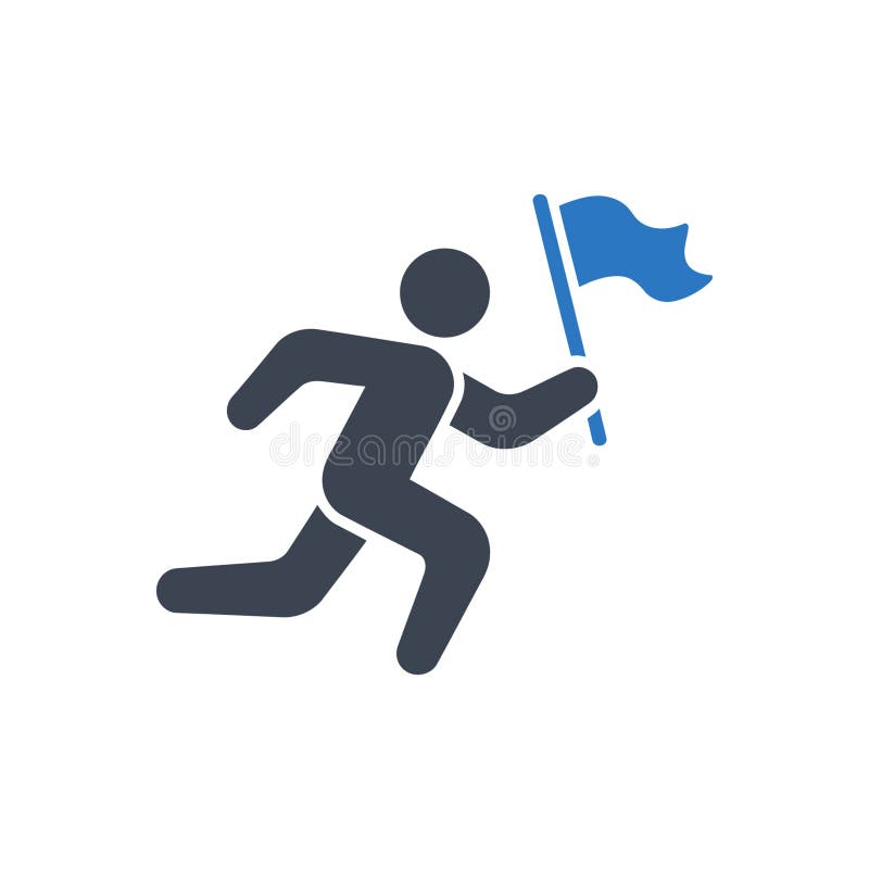 Runner with Flag Icon stock vector. Illustration of symbol - 375316645
