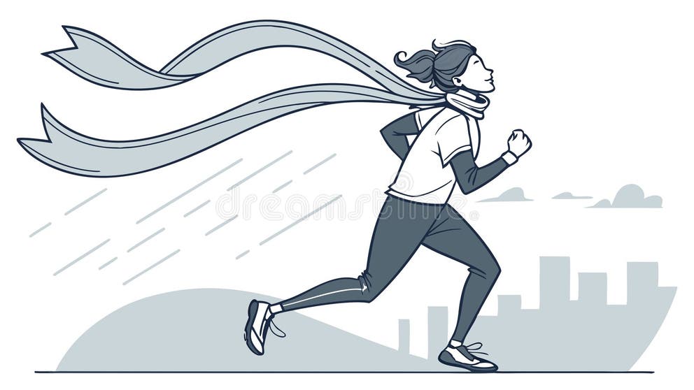 Runner with Flowing Cape, Speed and Determination, Vector Design ...