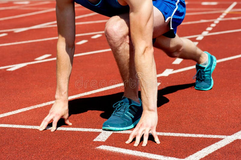Runner Getting Ready for the Race Stock Image - Image of arena, posture ...