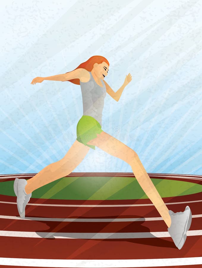 Runner Girl on Track stock vector. Illustration of jogger - 30466487