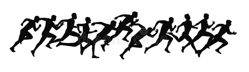 People Running Silhouette, Running Contest Stock Vector - Illustration ...
