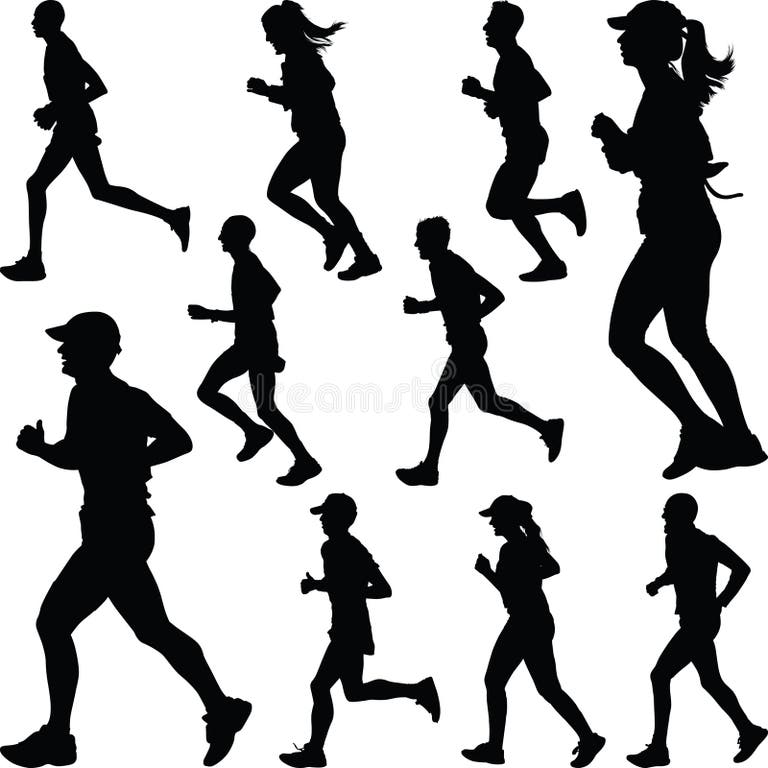Group Runners Silhouette Stock Illustrations – 981 Group Runners ...