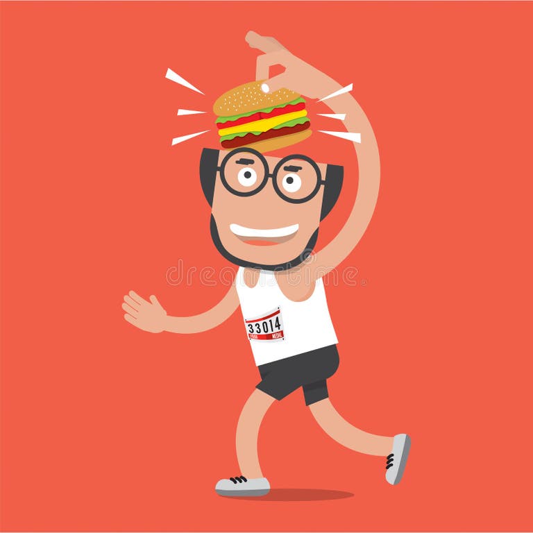 Runner with Hamburger stock vector. Illustration of meal - 97598751