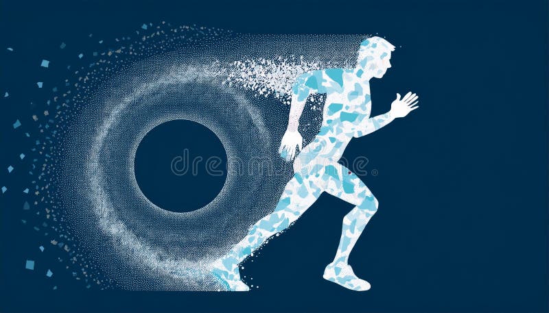 Runner Icon of the Particles, Dynamic Movement Stock Illustration ...