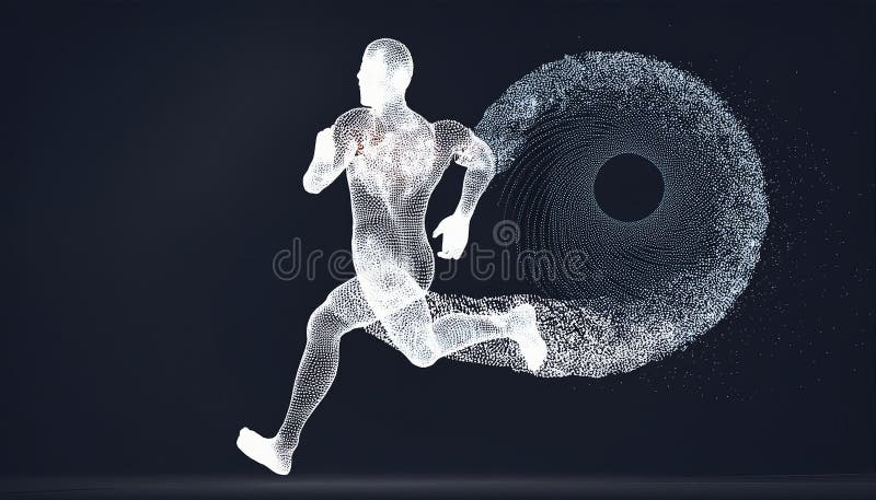 Runner Icon of the Particles, Dynamic Movement Stock Illustration ...