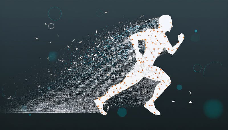 Runner Icon of the Particles, Dynamic Movement Stock Illustration ...