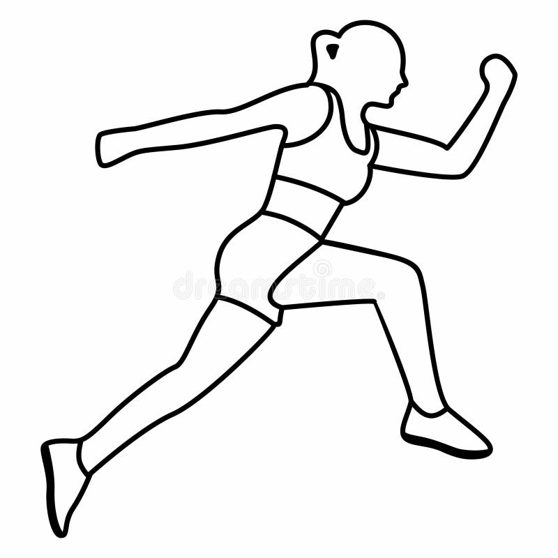 Runner Illustration Line Design Black and White Vector Stock ...