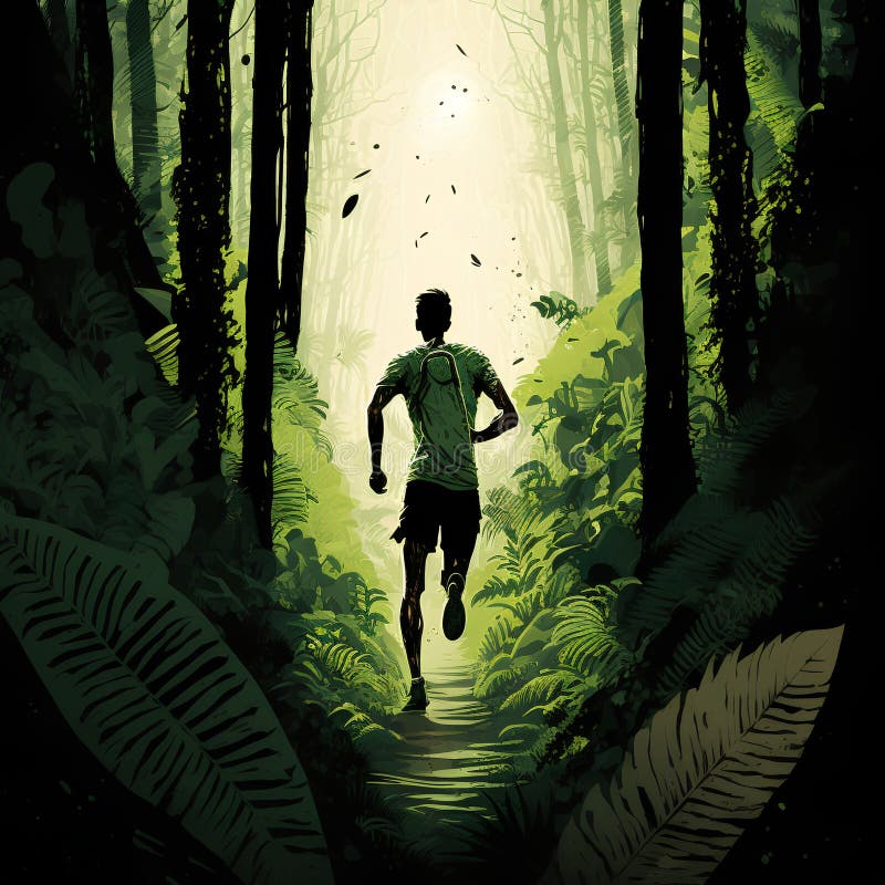 Runner in the Jungle. Sport and Healthy Lifestyle. Vector Illustration ...
