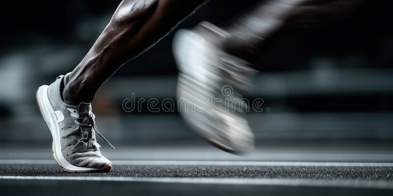 Runner Legs in Motion on Track, Showcasing Speed and Determination with ...