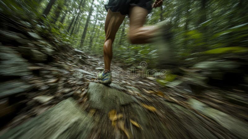 Runner Legs Moving Fast through Forest Trail Stock Illustration ...
