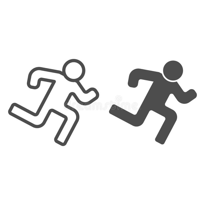 Runner Line Icon. Run Vector Illustration Isolated on White. Athlete ...