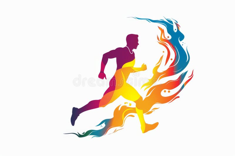 Runner Logo with Colorful Flame. Generative AI. Stock Illustration ...