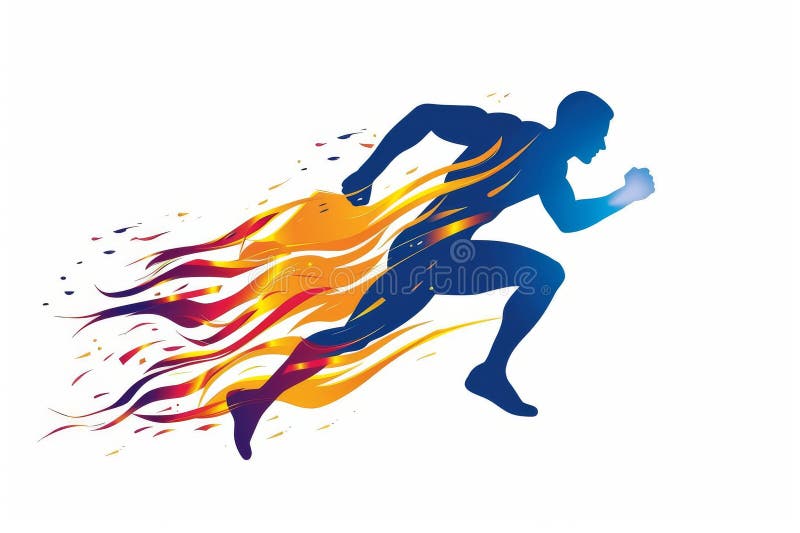Runner Logo with Colorful Flame. Generative AI. Stock Illustration ...