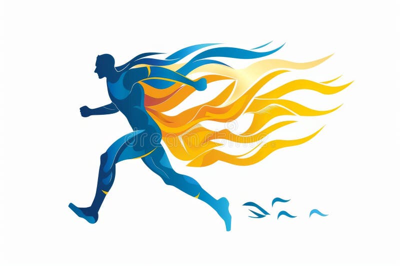 Runner Logo with Colorful Flame. Generative AI. Stock Illustration ...