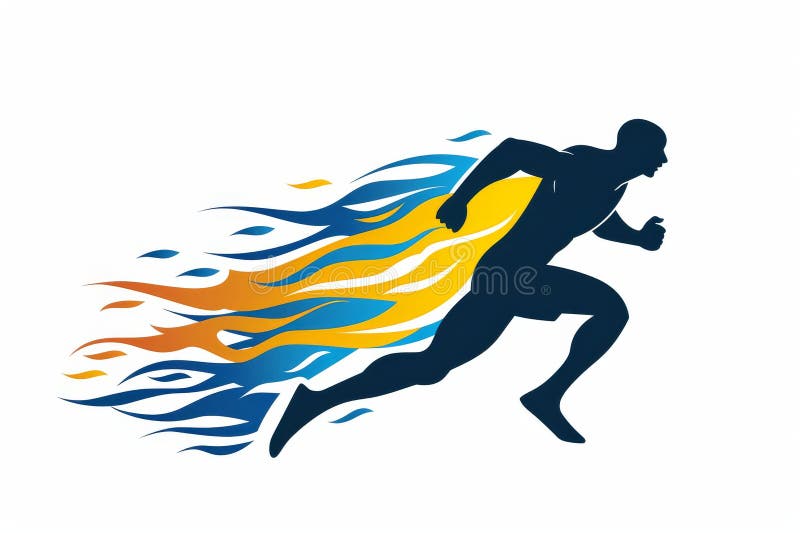 Runner Logo with Colorful Flame. Generative AI Stock Illustration ...