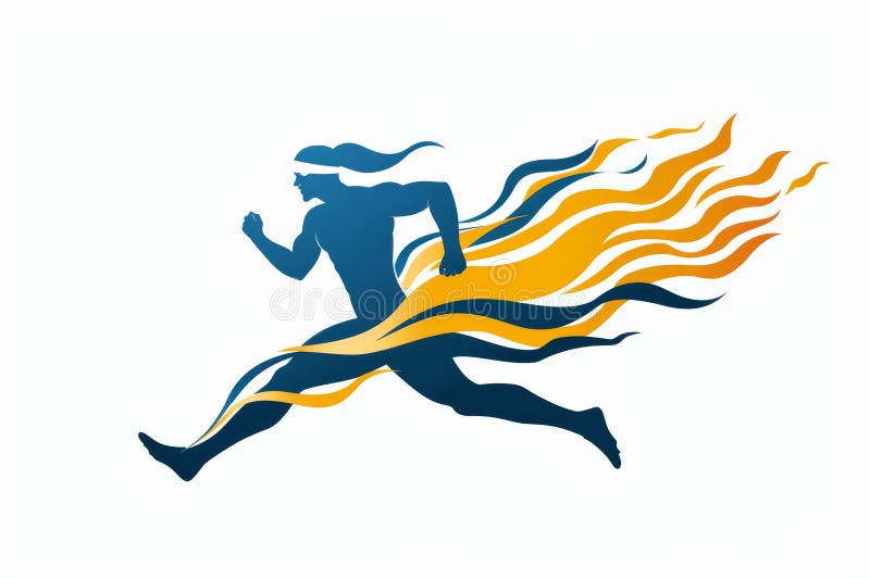 Runner Logo with Colorful Flame. Generative AI Stock Illustration ...