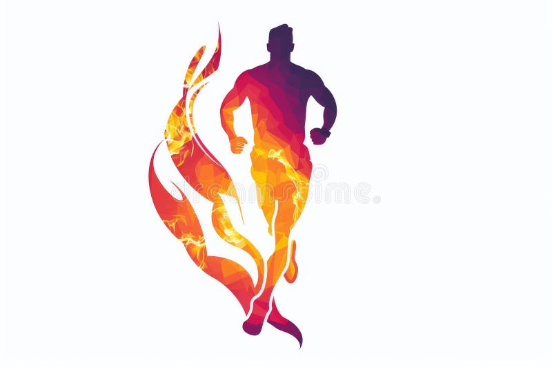 Runner Logo with Colorful Flame. Generative AI Stock Illustration ...