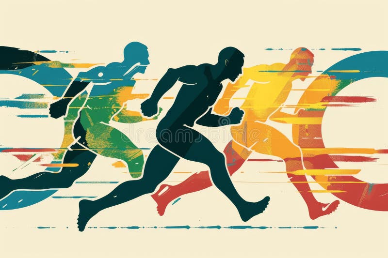 Runner Logo with Colorful Flame. Generative AI Stock Illustration ...