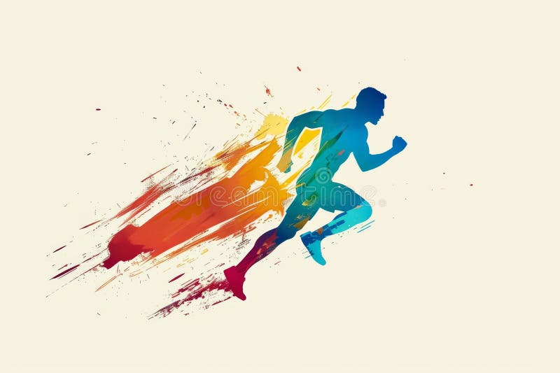 Runner Logo with Colorful Flame. Generative AI Stock Illustration ...