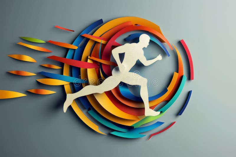 Runner Logo with Colorful Flame. Generative AI Stock Illustration ...