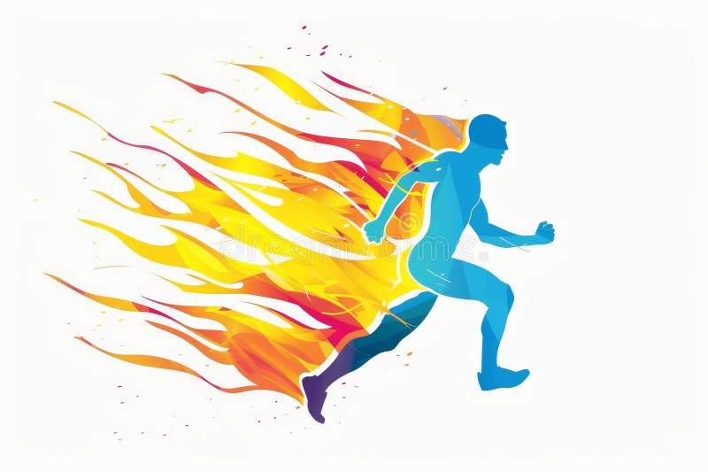 Runner Logo with Colorful Flame. Generative AI Stock Illustration ...