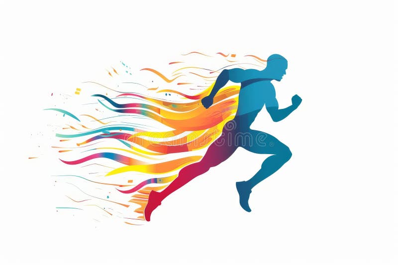 Runner Logo with Colorful Flame. Generative AI Stock Illustration ...