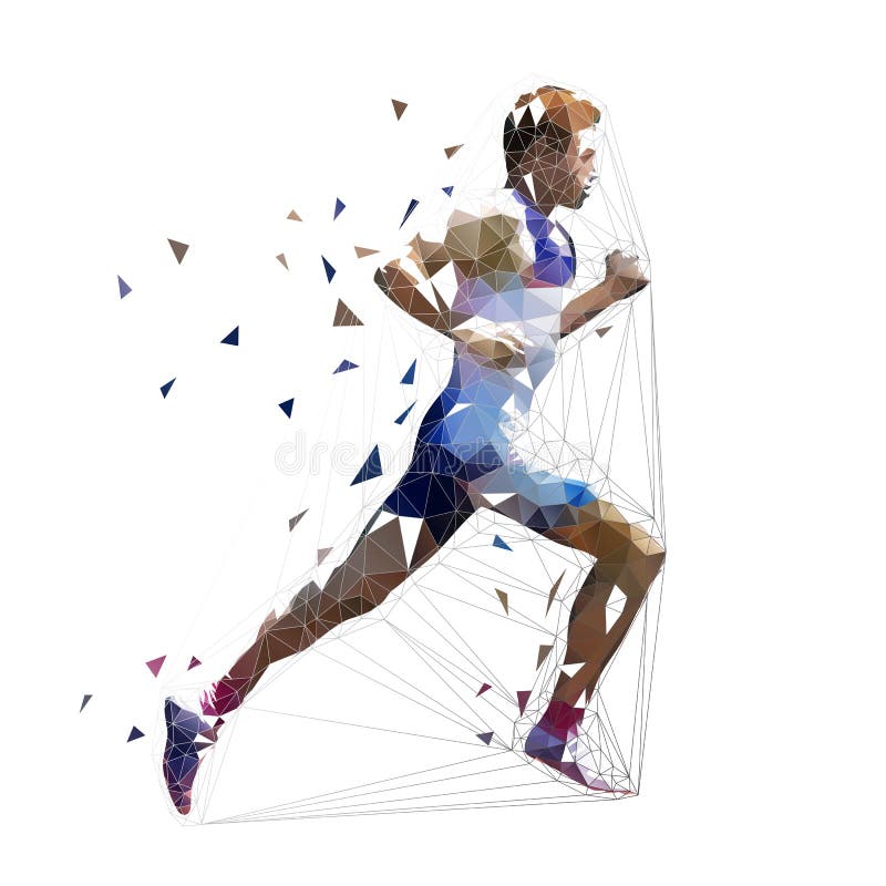 Runner, Low Polygonal Vector Illustration. Geometric Sprinter, Side ...