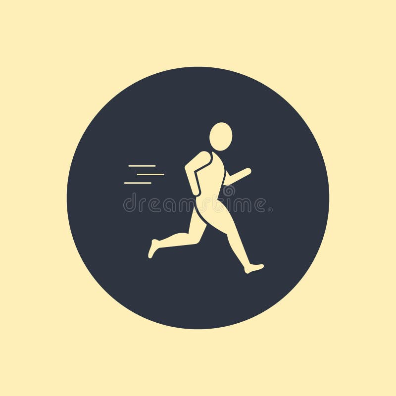 Runner Man Icon. Vector Symbol on Round Background Stock Vector ...