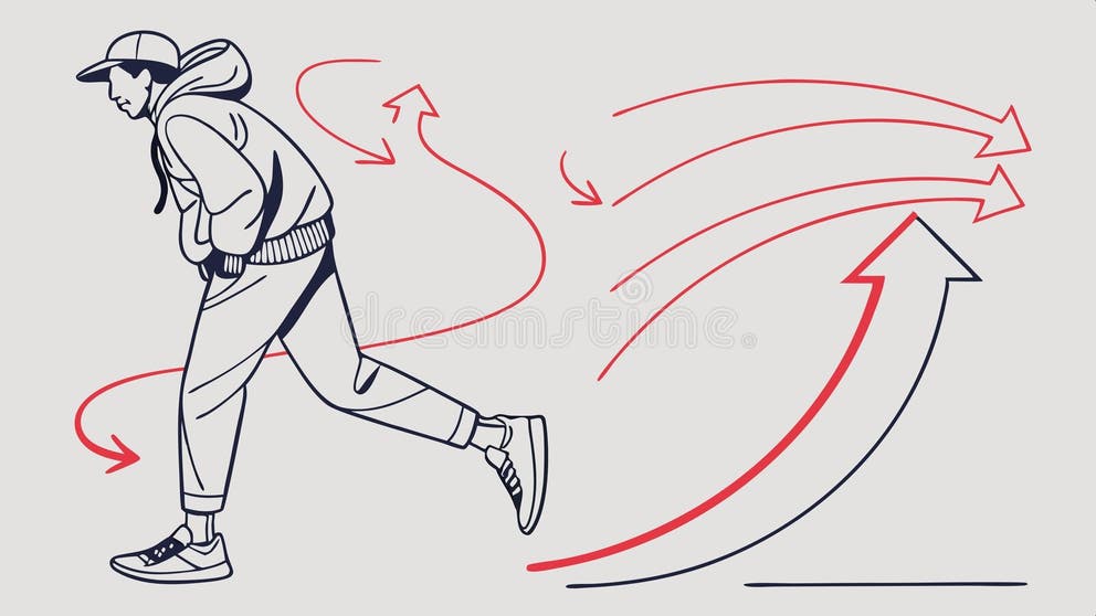 Runner Motion Arrows Progress, Runner with Motion Arrows Indicating ...