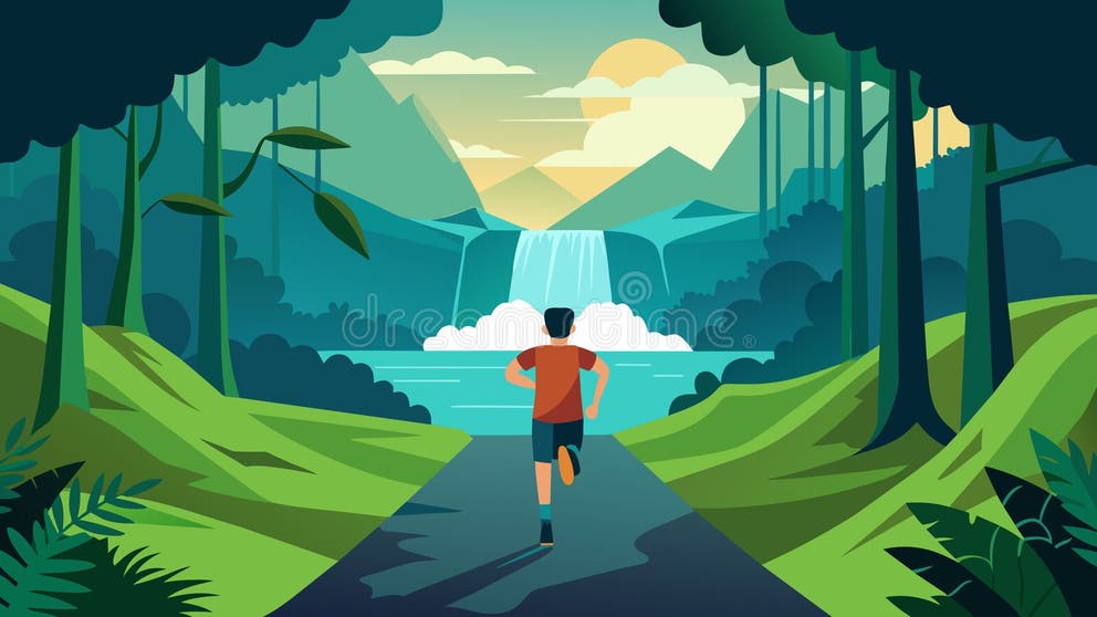 A Runner Navigating through a Virtual Track Modeled after a Lush ...