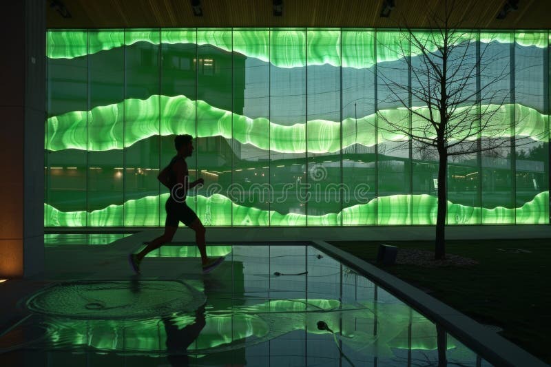 Runner with Neon Pink Light Trails, Capturing Speed and Energy in a ...