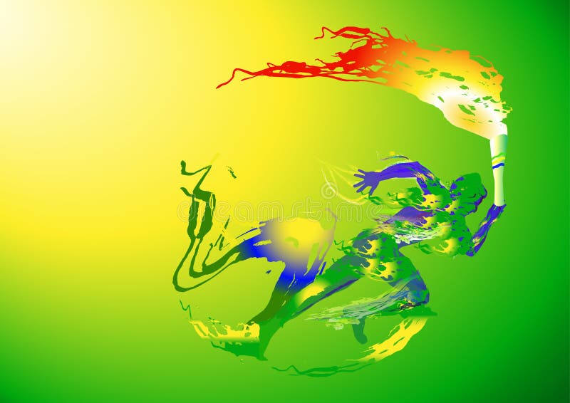 Runner with olympic flame stock vector. Illustration of background ...