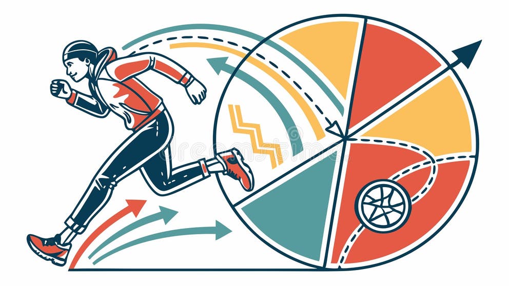 Runner with Pie Chart, Progress, Data, Abstract Motion, Vector Design ...