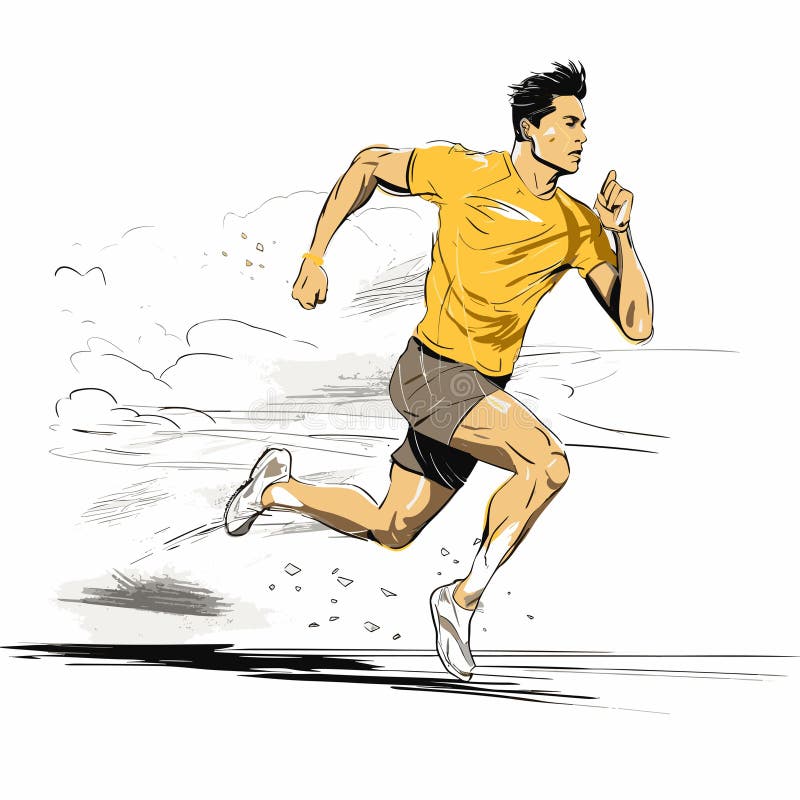 Runner Hand-drawn Illustration. Runner. Vector Doodle Style Cartoon ...