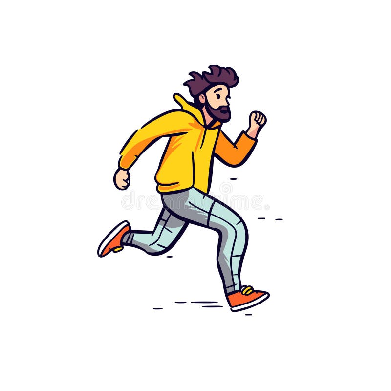 Runner Hand-drawn Illustration. Runner. Vector Doodle Style Cartoon ...
