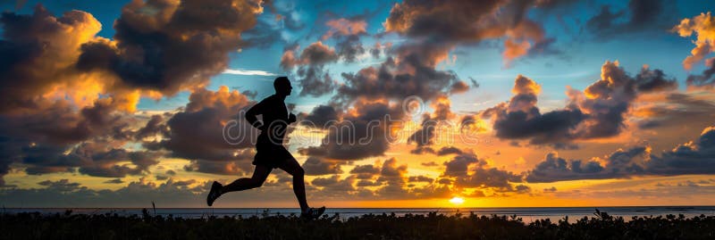 A Runner is Running on a Beach at Sunset Stock Photo - Image of fitness ...