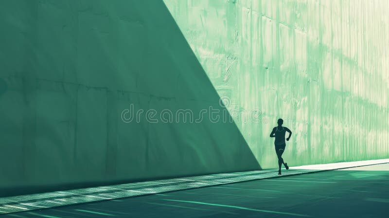 A Runner is Running in Front of a Green Wall Stock Photo - Image of ...