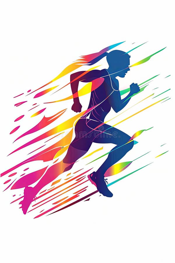 Runner Silhouette with Colorful Motion Blur. AI Image Stock ...