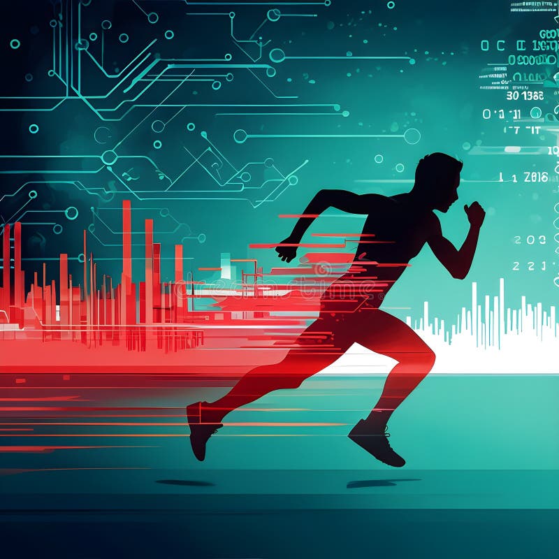 Runner Silhouette with Dynamic Vibrant Lines Showing Motion, Surrounded ...